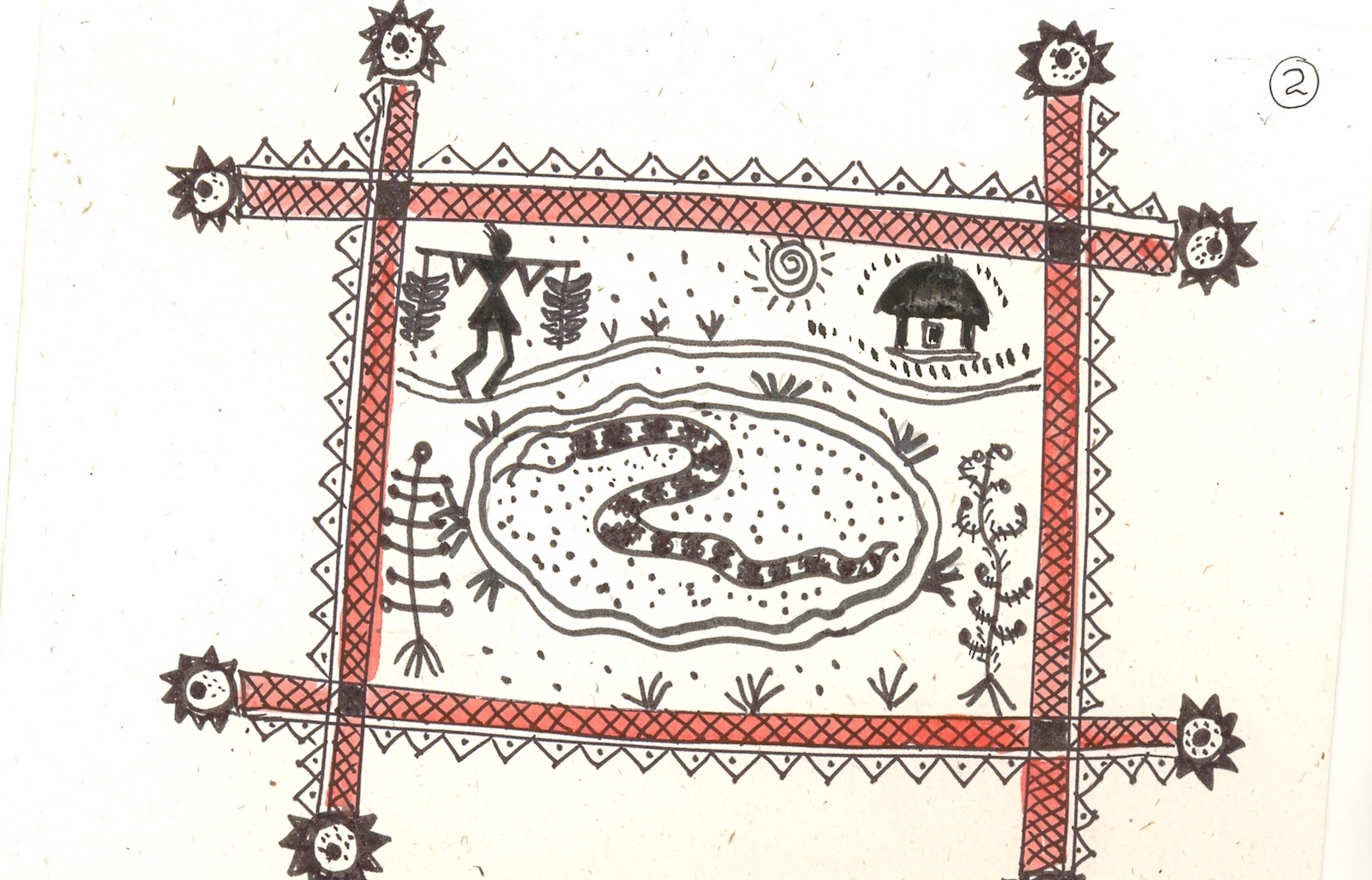 Saora Art: Tale of the Man and the Snake | Sahapedia