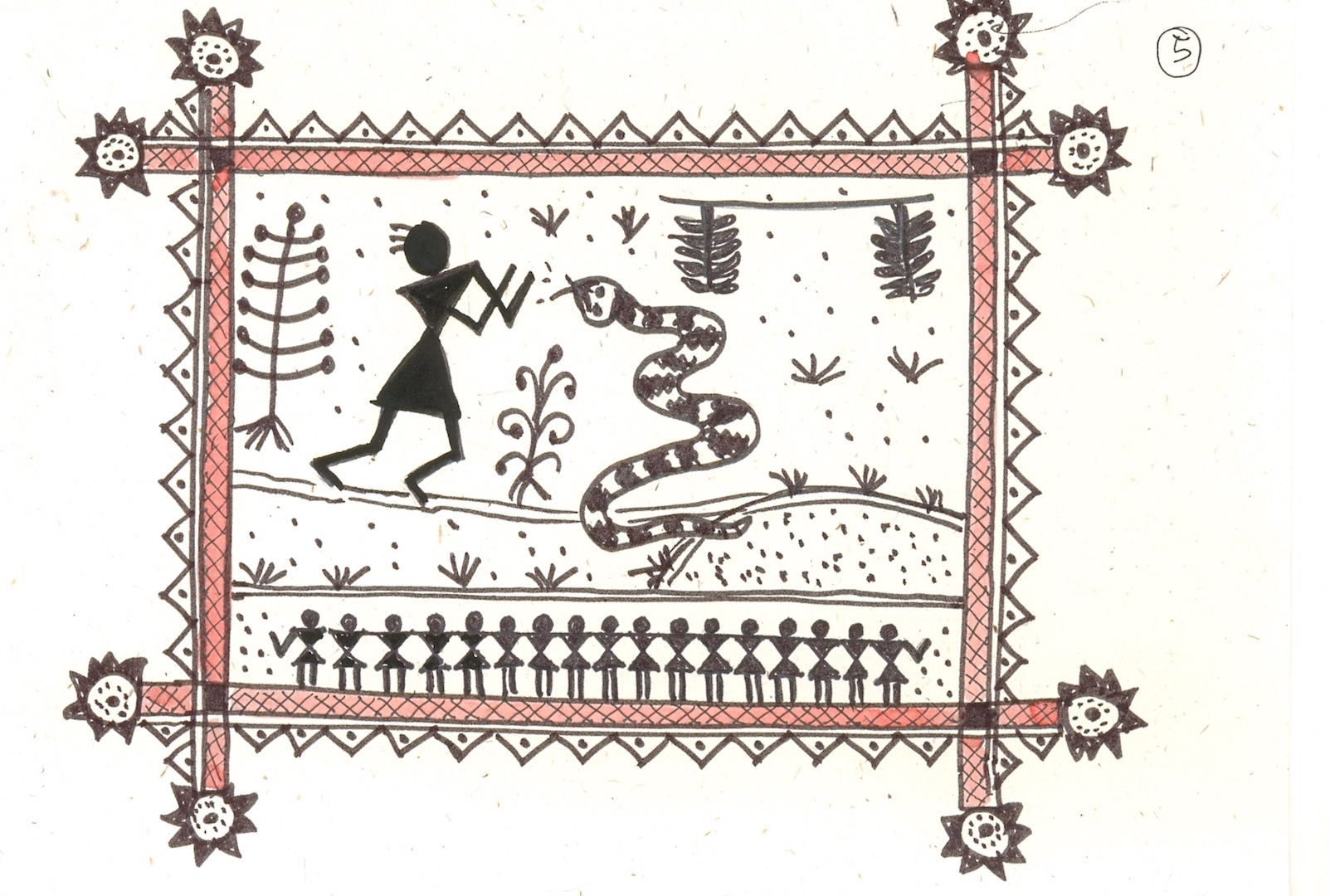 Saora Art: Tale of the Man and the Snake | Sahapedia