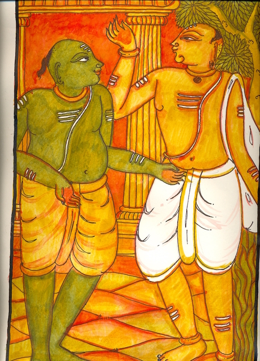 Kerala Mural Painting: Tale of Vararuchi and his Wife | Sahapedia