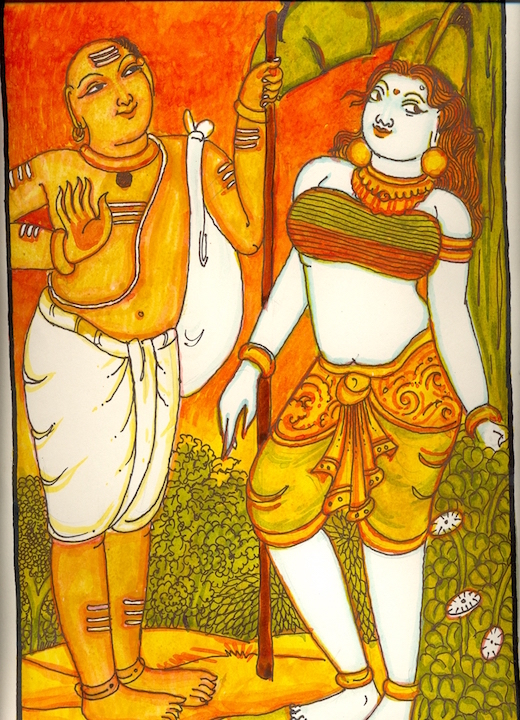 Kerala Mural Painting: Tale of Vararuchi and his Wife | Sahapedia