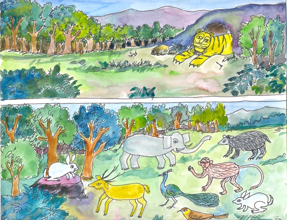 Bastar Painting: Tale of the Arrogant Tiger | Sahapedia