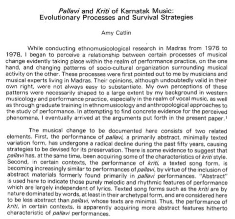Pallavi and Kriti of Karnatak Music: Evolutionary Processes and ...