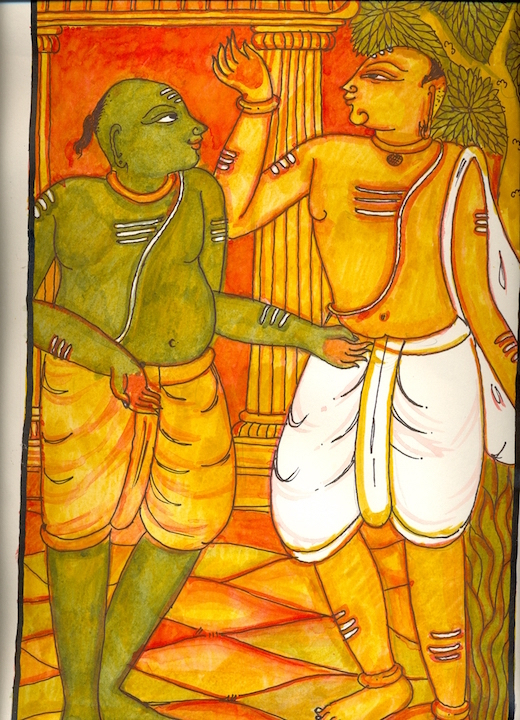 Kerala Mural Painting: Tale of Vararuchi and his Wife | Sahapedia