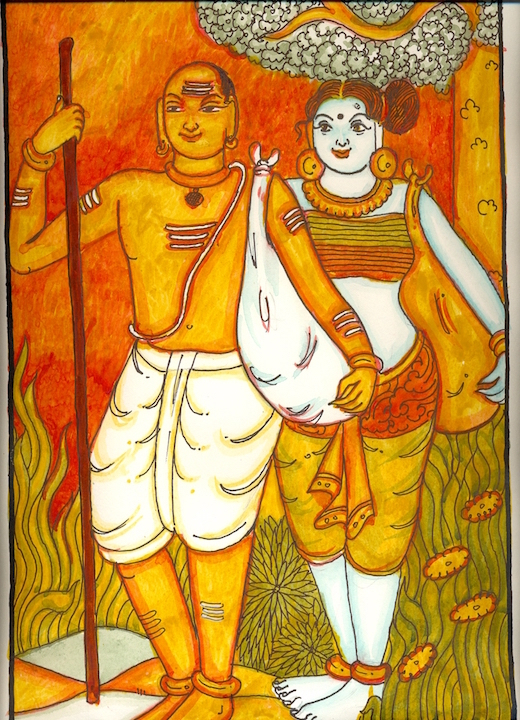 Kerala Mural Painting: Tale of Vararuchi and his Wife | Sahapedia